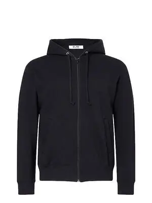 Play Comme Des Garcon Zip-up Heart-motif Back Jersey Hoody - Black