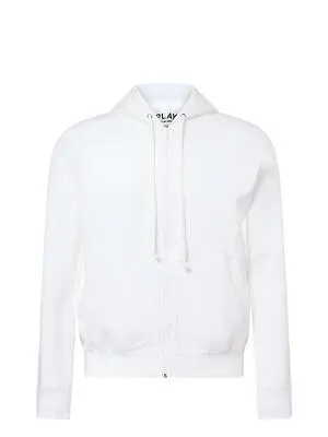 Play Comme Des Garcon Zip-up Heart-motif Back Jersey Hoody - White