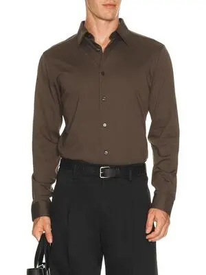 Theory Sylvain Structure Shirt In Brown - Classic Brown