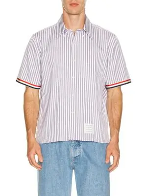 Thom Browne Straight Fit Wide University Shirt In Grey - Medium Grey