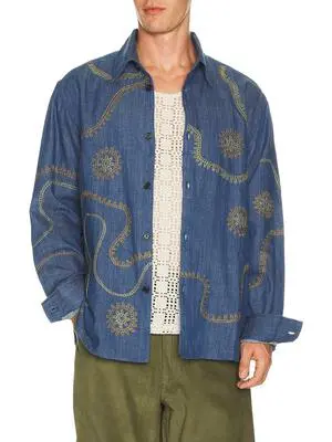 KARDO Luis Shirt In Olive - Chambray