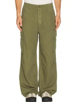 PALMES Herringbone Cargo Trousers - Olive