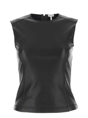 LOEWE Loewe Women Black Leather And Fabric Top