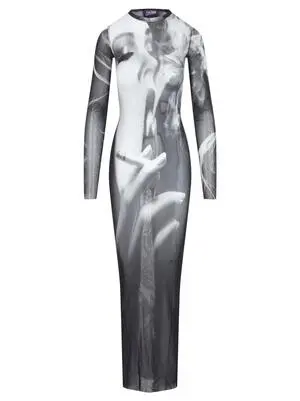 JEAN PAUL GAULTIER Mesh Long Dress Printed "smoking Women - Black