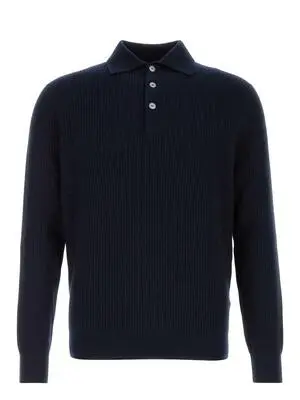 Fedeli Midnight Wool-cashmere Polo Shirt - Blue