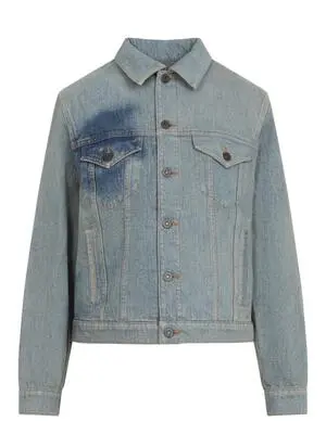 JEAN PAUL GAULTIER Denim Jacket With Face Print - Blue