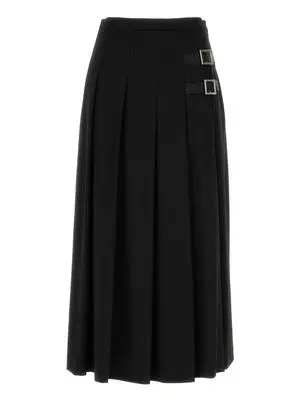 LE SULLY STUDIO Stretch Wool Blend Mini Skirt - Black