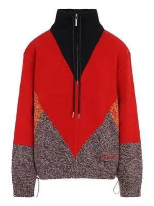 Marni Wool-blend Half-zip Knit Sweater - Red