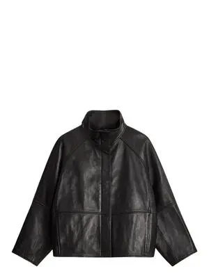 Soeur Lambskin Leather Coat - Black