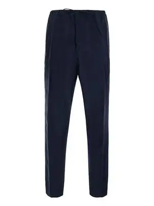 Bottega Veneta Cotton & Silk Trousers With Elastic Waistband And Drawstring - Blu