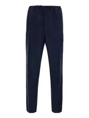 Bottega Veneta Cotton & Silk Trousers With Elastic Waistband And Drawstring - Blu