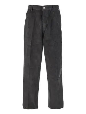 AMI Paris Trousers With Back Logo Patch In Velvet - Grey