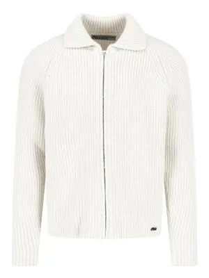 MASSIMO OSTI STUDIO Ribbed Knit Zip-up Cardigan - White