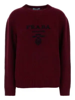 Prada Prada Women Burgundy Wool Blend Sweater Red