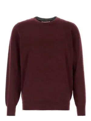 Brunello Cucinelli Melange Burgundy Cashmere Sweater - Red