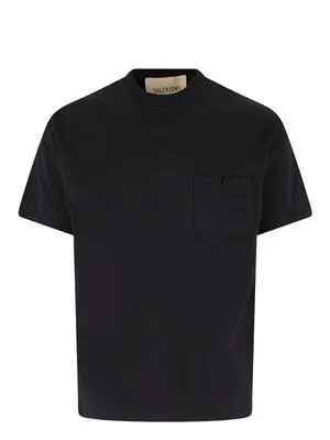 Valentino Garavani S Crew Neck T-shirt With Chest Pocket - Black
