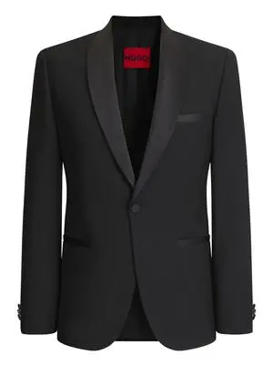 Hugo Shawl-collar Tuxedo Jacket In A Performance Wool Blend - Black