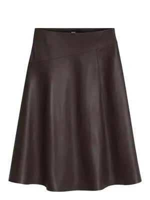 BOSS A-line Nappa Leather Skirt With Diagonal Cut