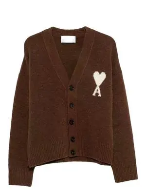 AMI Paris De Coeur Cardigan - Brown