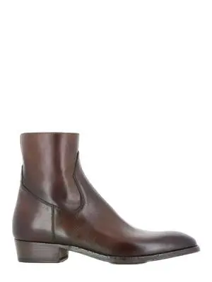 ALBERTO FASCIANI Side-zip Leather Boots - Brown