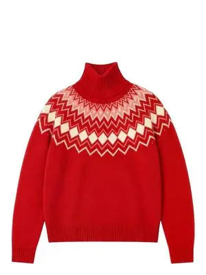 Chinti & Parker Fair Isle Roll-neck Sweater Red