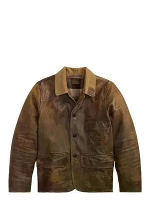 RALPH LAUREN Corduroy-collar Leather Jacket