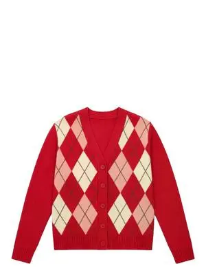 Chinti & Parker Argyle-pattern Cardigan Red