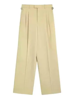 AMI Paris Pleated Wide-leg Trousers - Neutrals