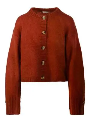 BY MALENE BIRGER Cierrou Button-up Ribbed Cardigan Red