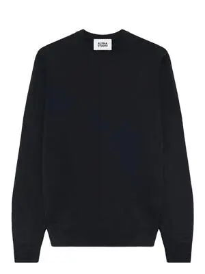 Alpha Studio Fine-knit Crew-neck Sweater - Blue