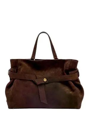 GIANNI CHIARINI Large Miranda Suede Belted Shoulder Bag