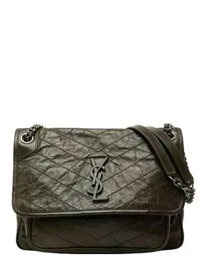 Saint Laurent 2023 Medium Crinkled Calfskin Niki Shoulder Bag Brown