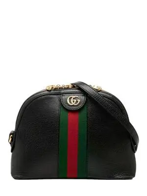 Gucci 2016-2026 Small Calfskin Web Ophidia Dome Crossbody Bag - Black