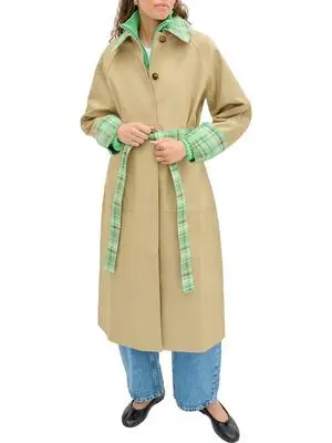 ALIGNE Barnaby Reversible Organic Cotton Trench Coat - Beige/green