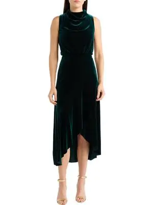 Vince Camuto Cowl Neck Velvet Midi Dress - Hunter