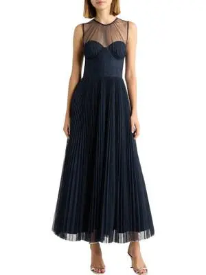 HUTCH Donya Pleated Gown - Navy
