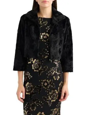 Eliza J Furbie Faux Fur Bolero - Black