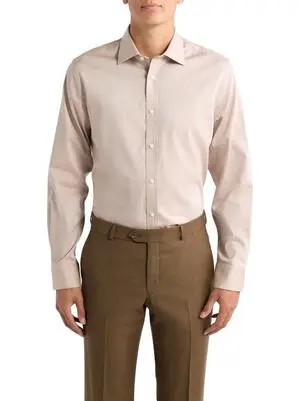 Hickey Freeman Modern Fit Spread Collar Solid Dress Shirt - Chestnut