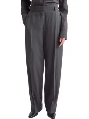 TOTEME High Waist Straight Leg Trousers - Washed Black