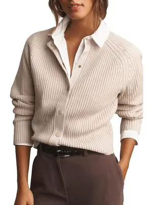 RHONE Wander Wool & Cashmere Cardigan Bone