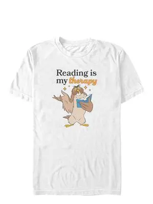 WINNIE THE POOH Owl Reading Is My Therapy Short Sleeve T-shirt - White