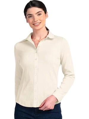 KETTLEWELL Fitted Long Sleeve Cotton Ribbed Shirt Cream