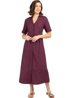 KETTLEWELL Short Sleeve Linen Shirt Dress Fig