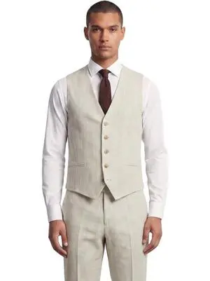 TWISTED TAILOR Beckford Slim Fit Check Waistcoat - Grey
