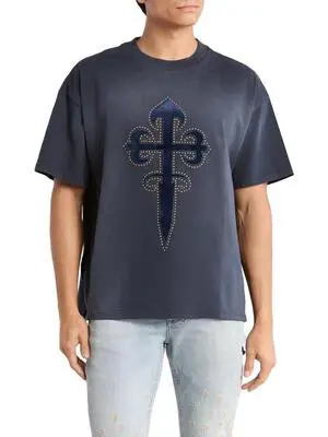 Ksubi Kaliba Ekcess Applique Graphic Tee - Navy