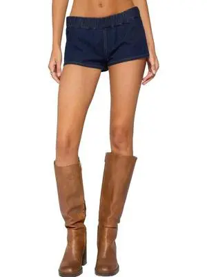 EDIKTED Aggie Micro Denim Shorts - Blue