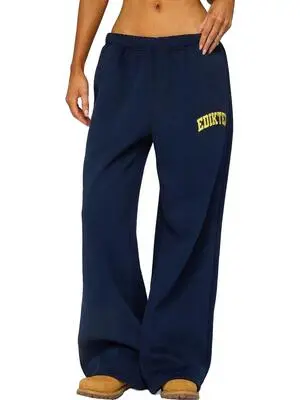 EDIKTED Crush Wide Leg Sweatpants - Navy