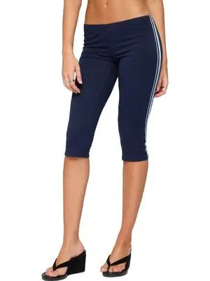 EDIKTED Danie Stripey Capri Leggings - Navy