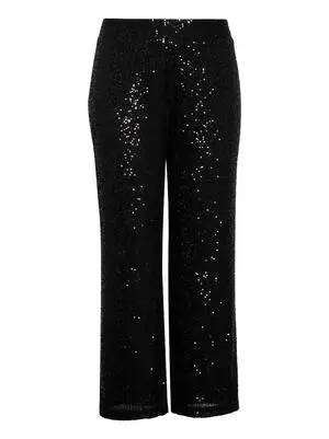 TAHARI ASL Sequin Wide Leg Pants - Black