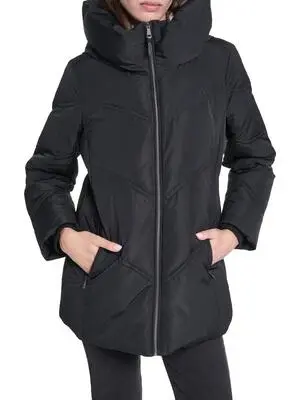 Cole Haan Water Repellent Down & Feather Fill Puffer Jacket - Black